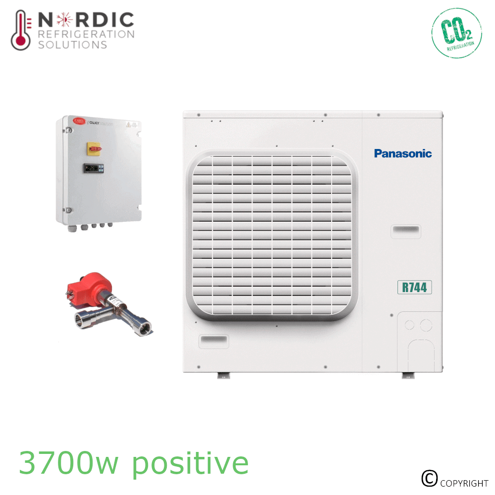 Panasonic 2HP R744 condensing unit + electrical panel - positive temperature